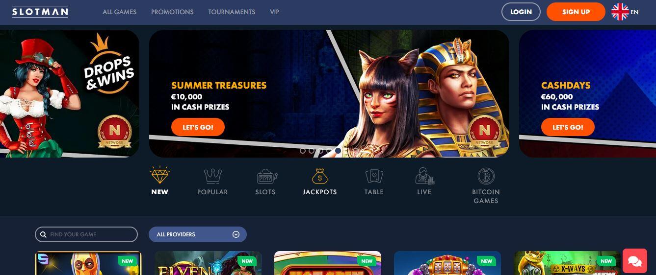 Slotman Casino - Casinos Cryptos - Bonus 1 BTC + 100 Free Spins